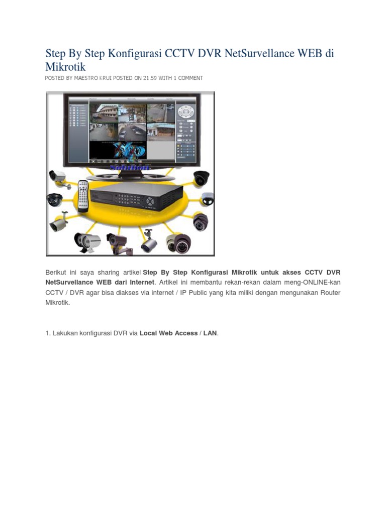 Step by Step Konfigurasi CCTV DVR NetSurvellance WEB Di Mikrotik | PDF ...