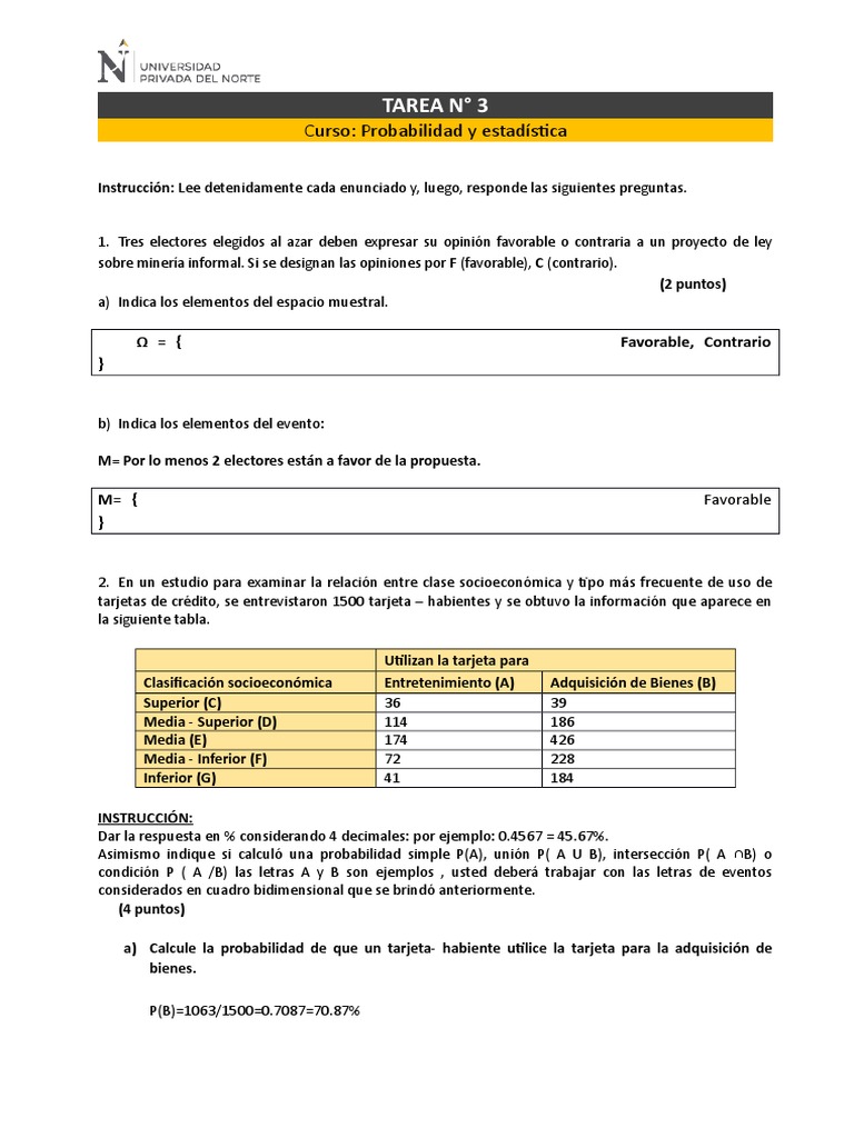 Hoja De Trabajo De Probabilidad Simple En Formato Pdf La Estadística