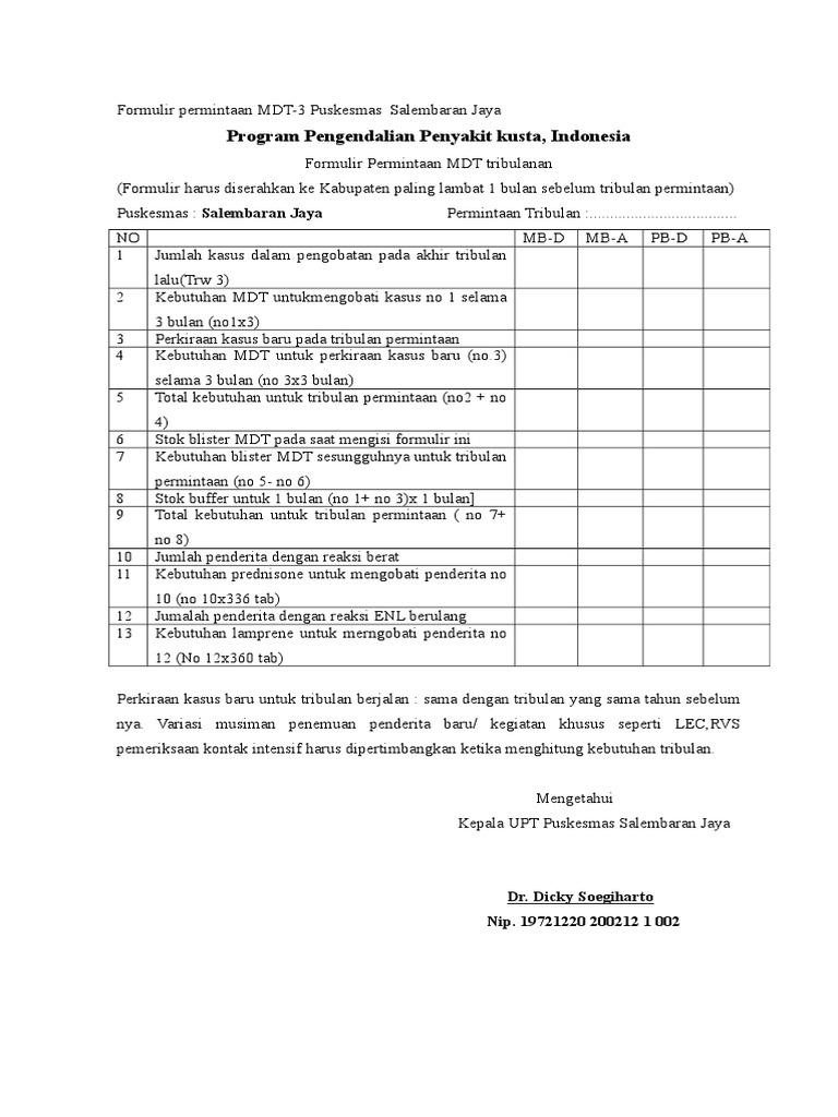 Formulir KUSTA | PDF