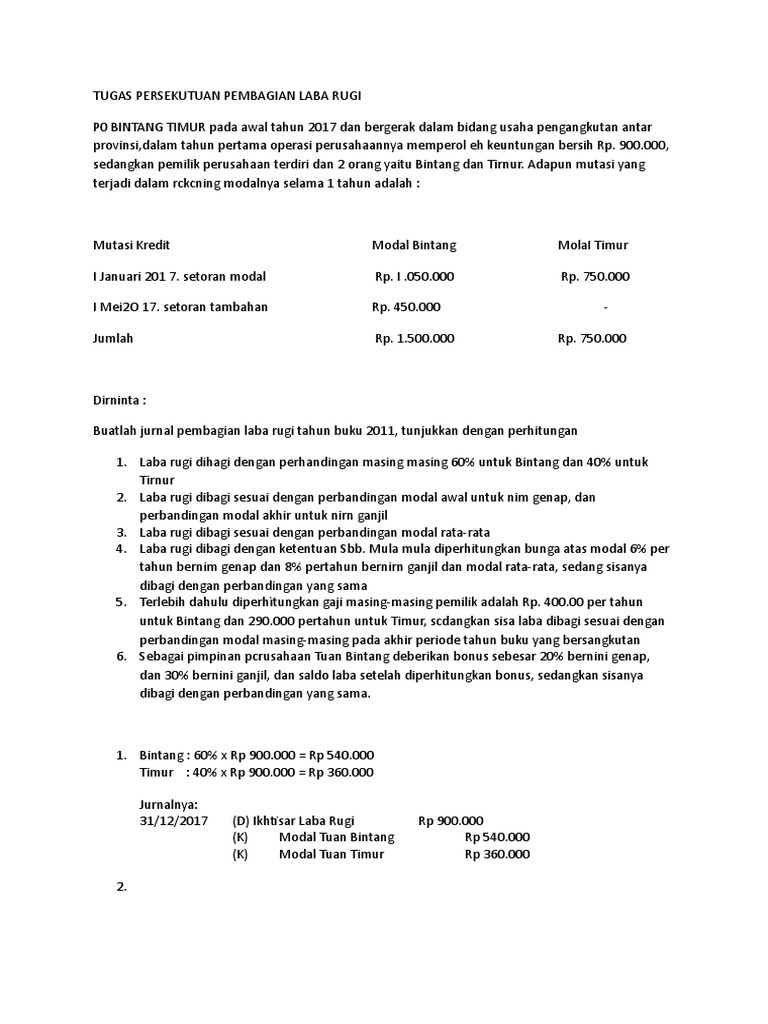 Tugas Persekutuan Pembagian Laba Rugi 4 | PDF