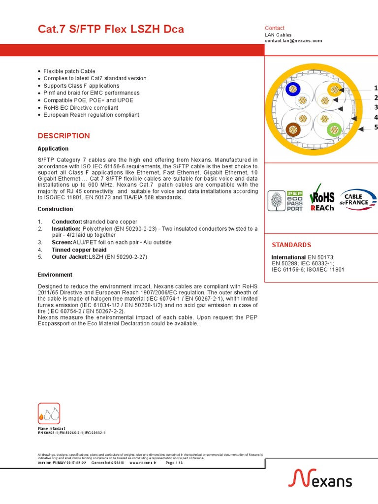 Cat.7 Flex Cable Spec | PDF | Electromagnetism | Electricity