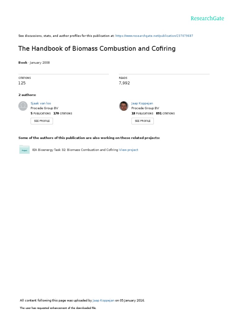 The Handbook of Biomass Combustion and Cofiring | PDF | Biomass | Biofuel
