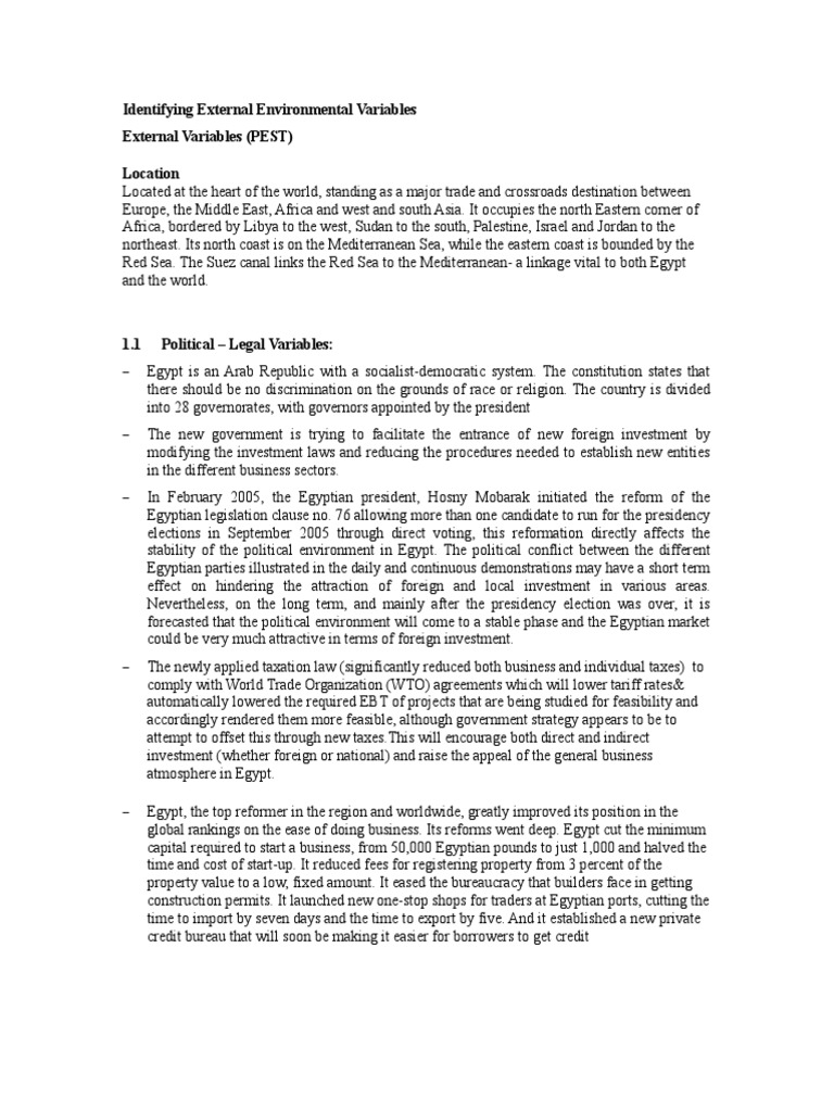 Egypt PEST Analysis | PDF | Egypt | Port