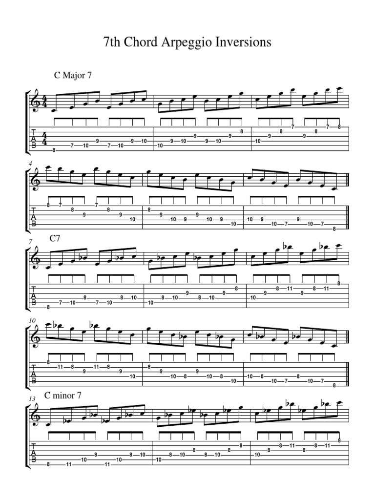 7th Chord Arpeggio Inversions | PDF | Musicology | Musical Notation 7th Chord Arpeggio Inversions | PDF | Musicology | Musical Notation
