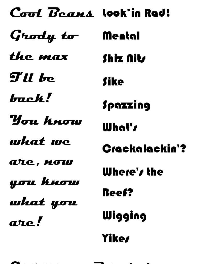 1980s Catchphrases and Sayings | PDF