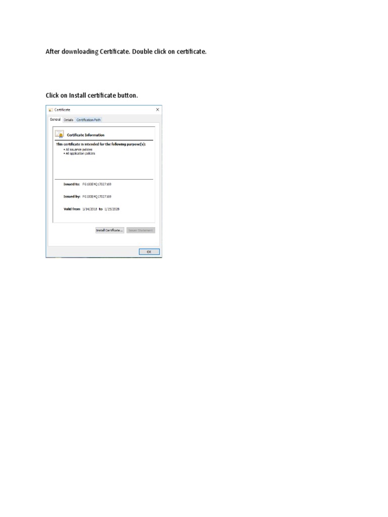 Certificate Installation Process | PDF