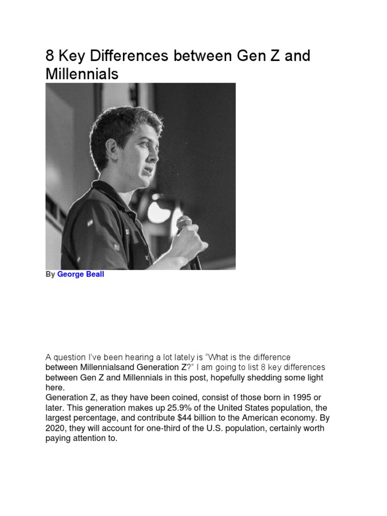 8 Key Differences Between Gen Z And Millennials Pdf Millennials