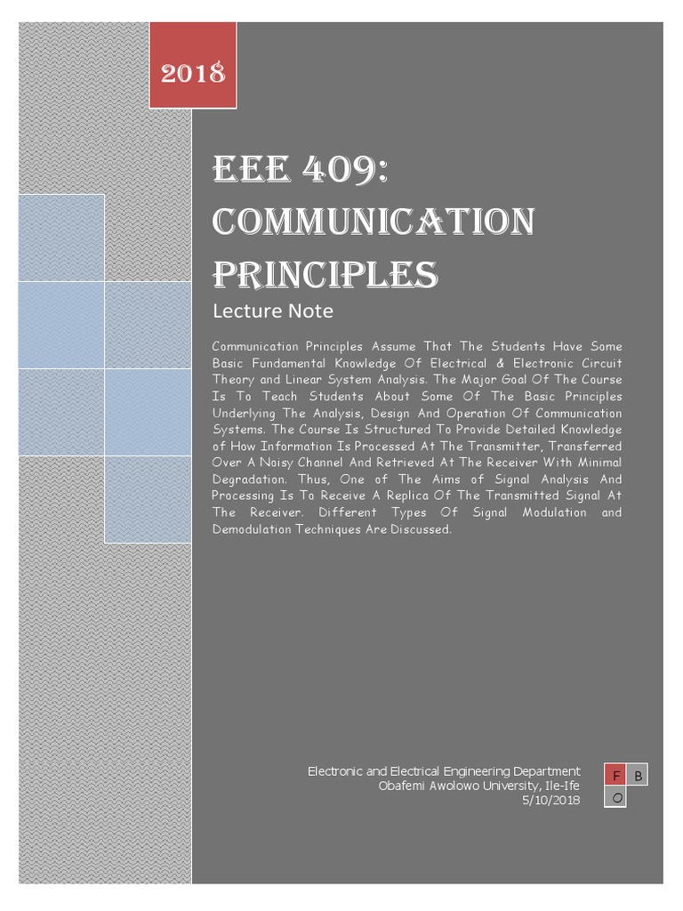 409 Lecture Note 2018 - Intro | Download Free PDF | Modulation ...