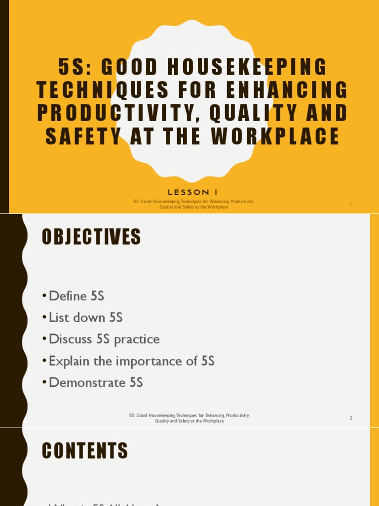 Lesson 1 - 5S | Housekeeping | Safety