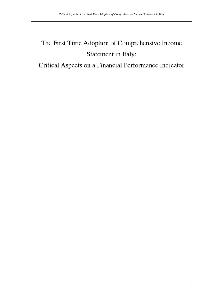 The First Time Adoption of Comprehensive Income Statement in Italy ...