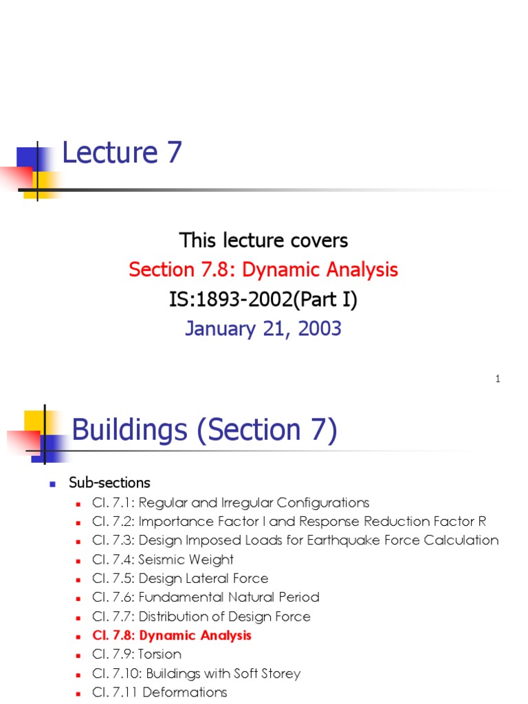 IS1893 Lecture7 | PDF | Normal Mode | Mechanics