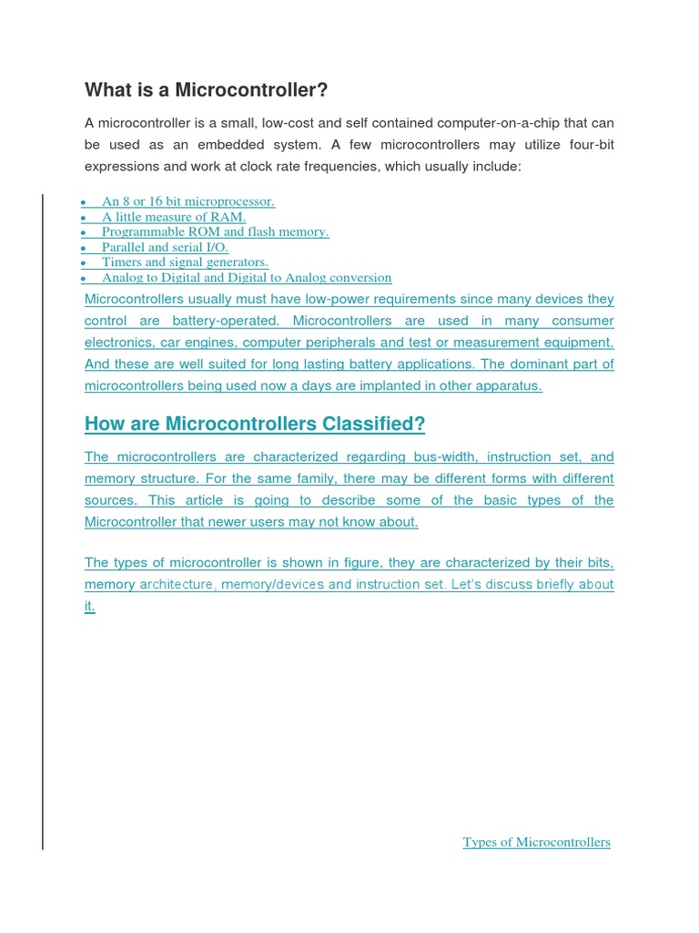 Types of Microcontrollers | PDF | Microcontroller | Embedded System Types of Microcontrollers | PDF | Microcontroller | Embedded System