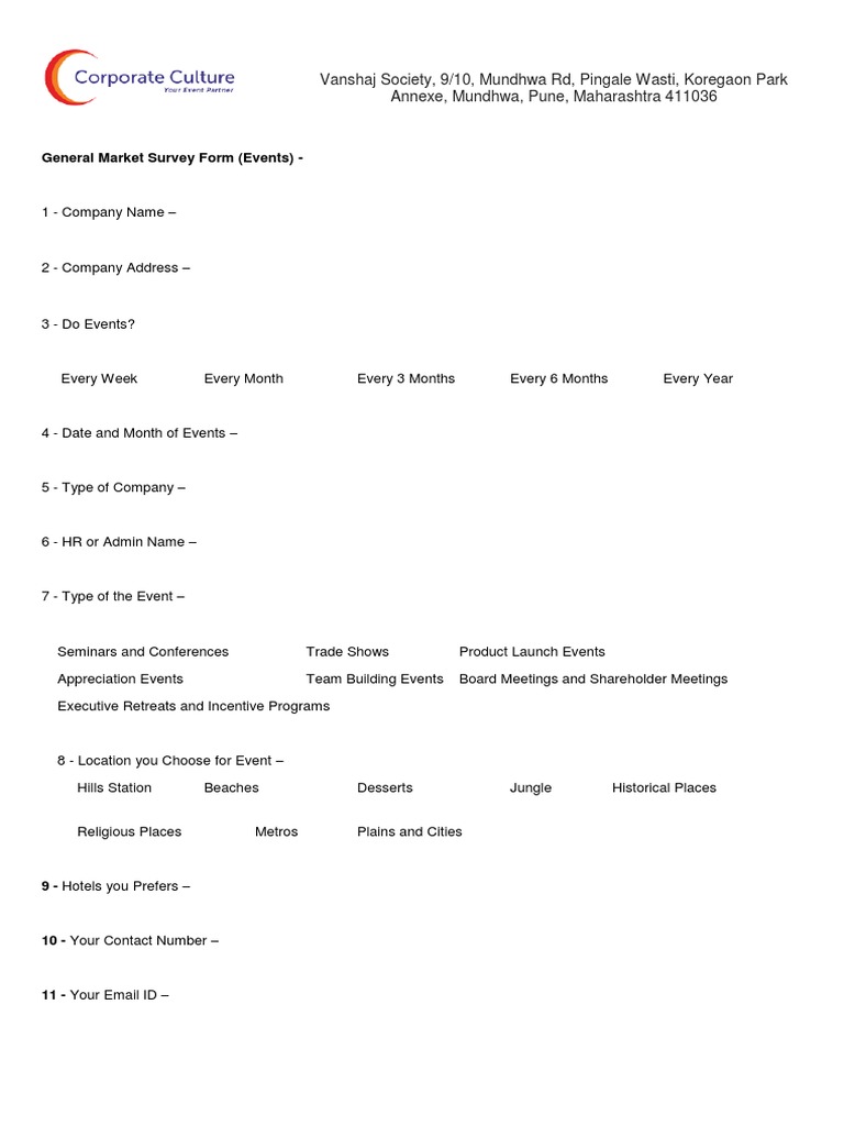 General Market Survey Form | PDF