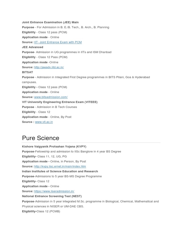 Pure Science: IIT-Joint Entrance Exam With PCM | PDF | Business