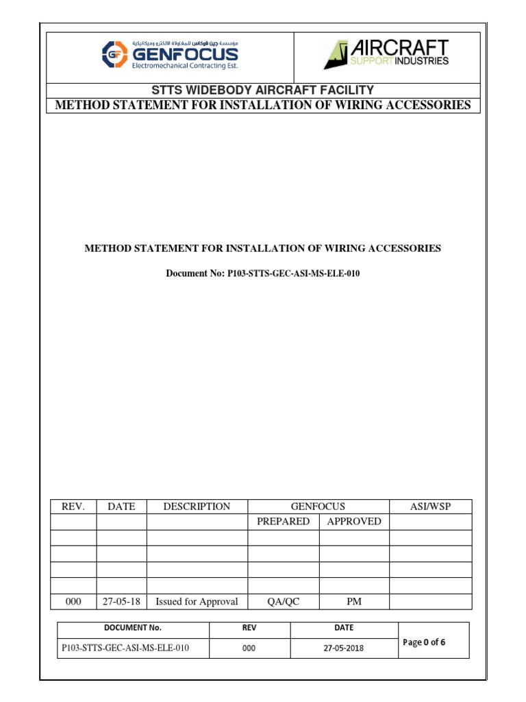 p103 Stts Gec Asi Ms Ele 010 - Method Statement For Installation of ...