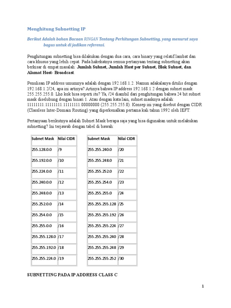 Menghitung Subnetting IP | PDF