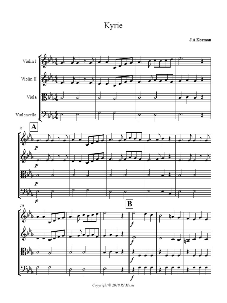 Kyrie - Korman (String Quartet) | PDF | Chamber Music | Continuous ...
