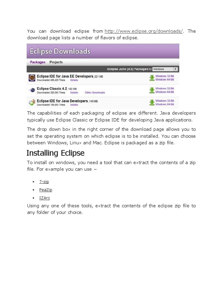 Download and Install Eclipse IDE for Java Development | PDF