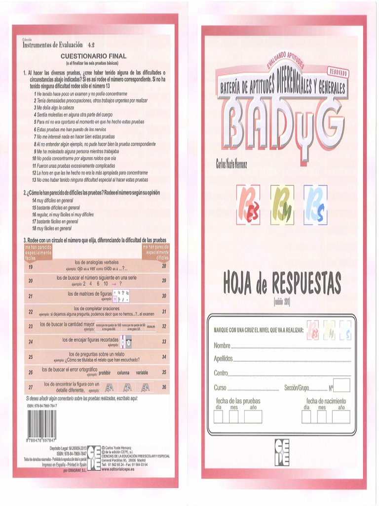Badyg S Hoja Respuestas | PDF