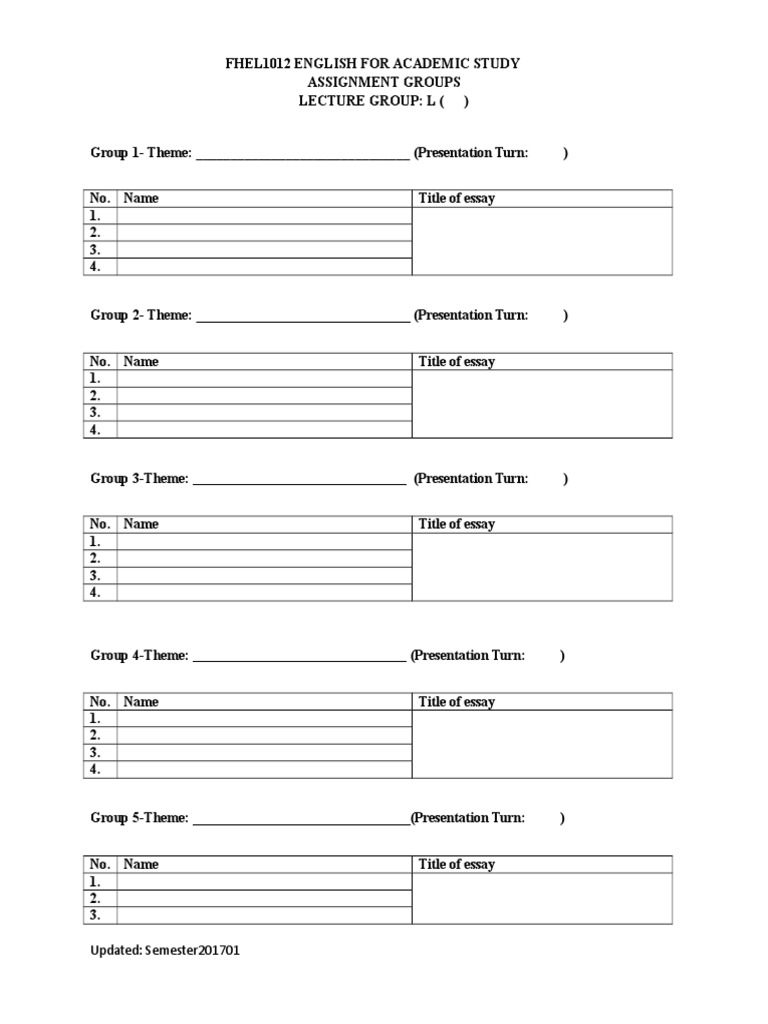 Assignment Group Names | PDF