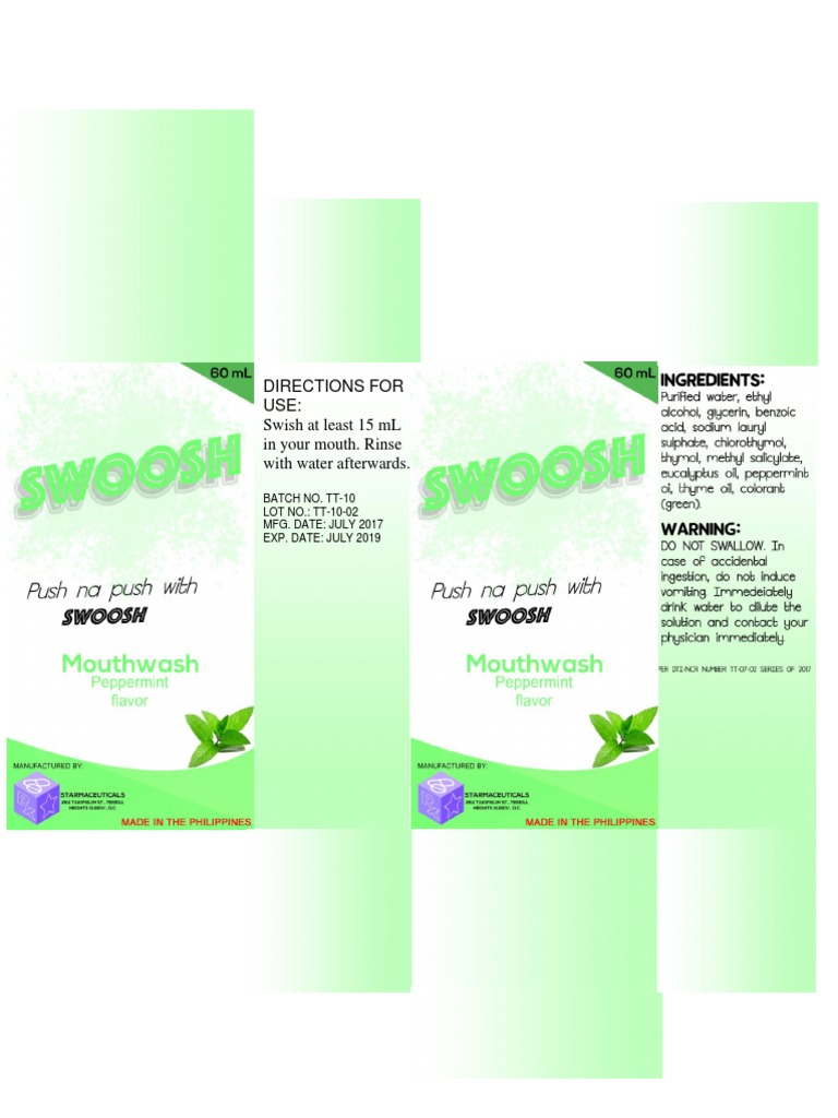 Directions For Use: Swish at Least 15 ML in Your Mouth. Rinse With ...