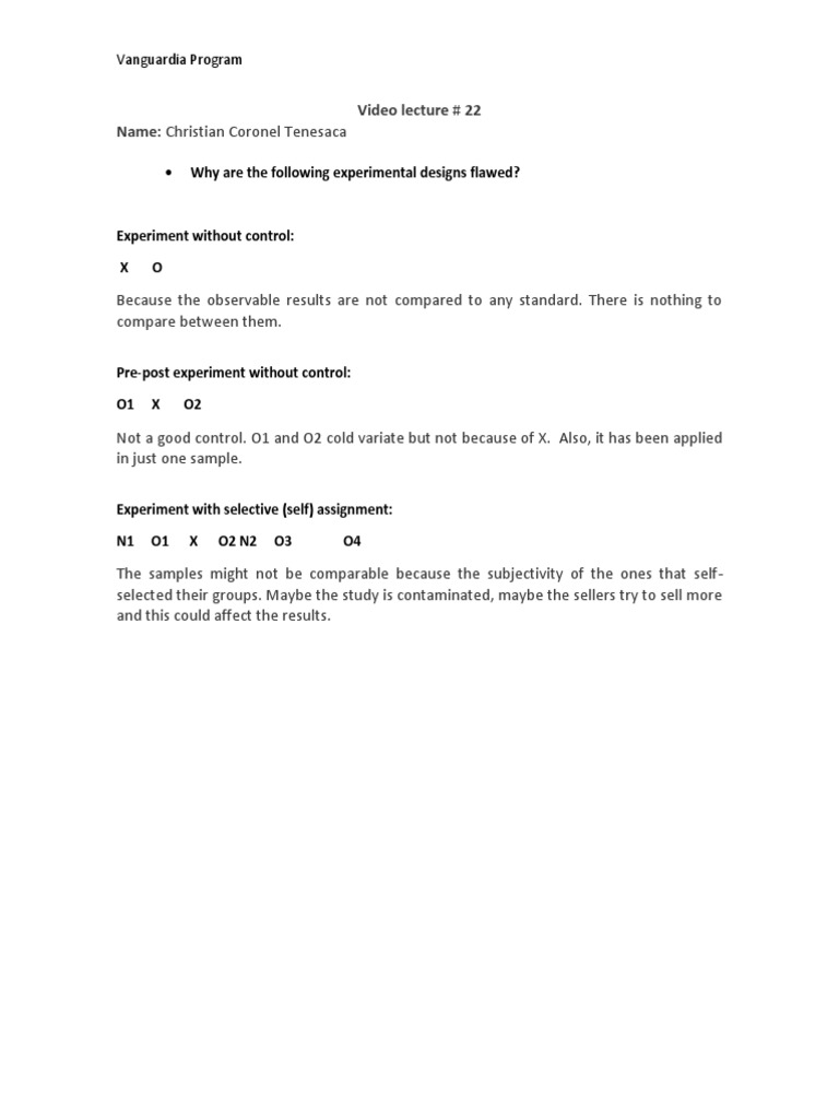 Video Lecture # 22 Name: Christian Coronel Tenesaca: Why Are The ...