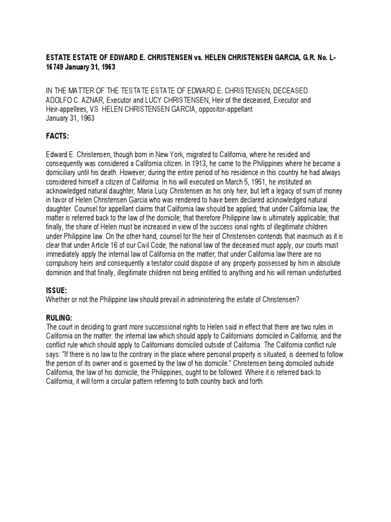 In The Matter of Testate Estate of The Deceased Edward E Christensen ...