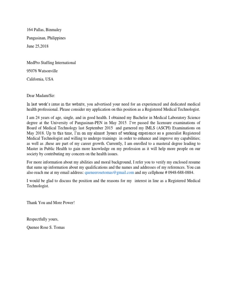 Application Letter MedPro | PDF | Self-Improvement | Wellness