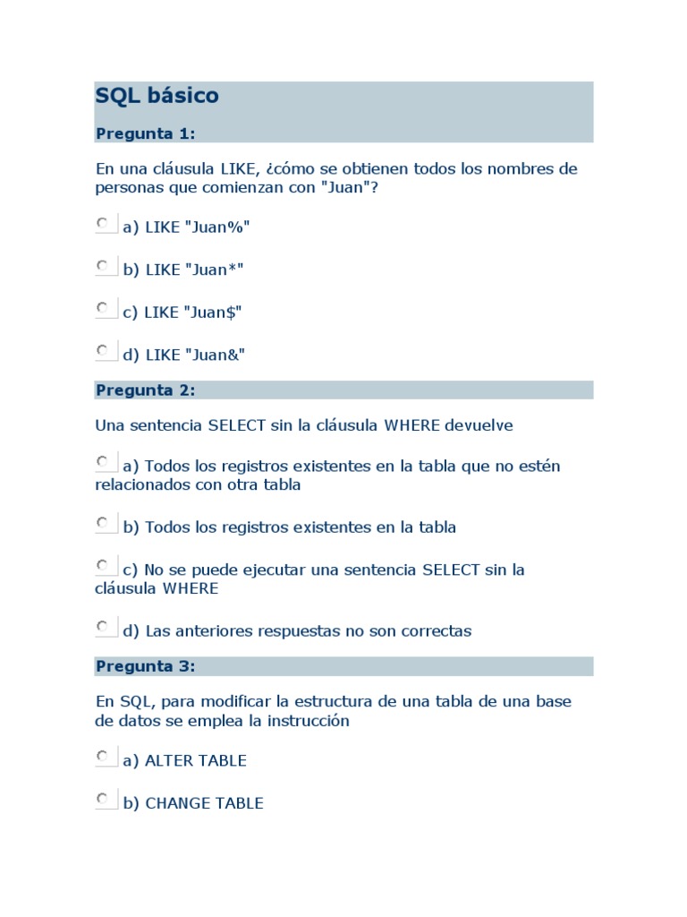 SQL básico | PDF | SQL | Programación de computadoras