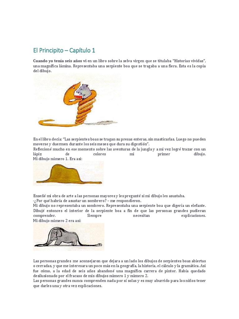 Adaptación Del Cap 1 El Principito | PDF | El Principito | Serpiente