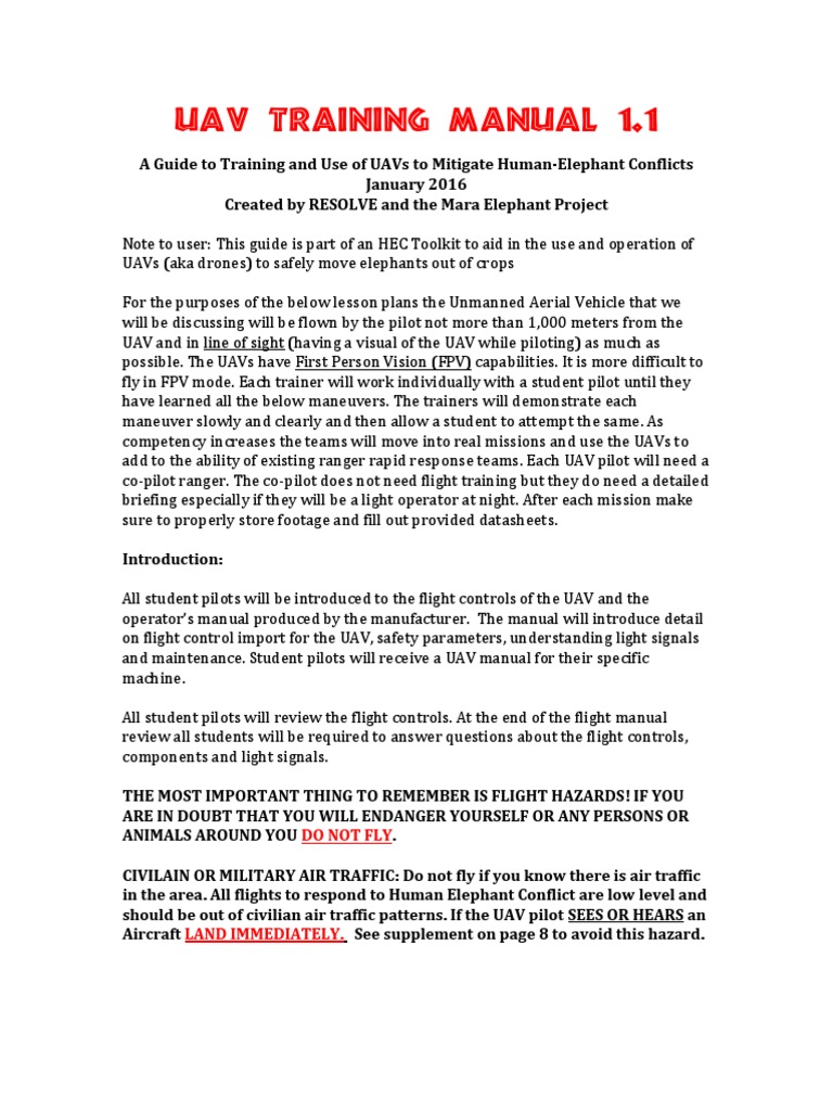 UAV Training Manual | PDF | Unmanned Aerial Vehicle | Flight