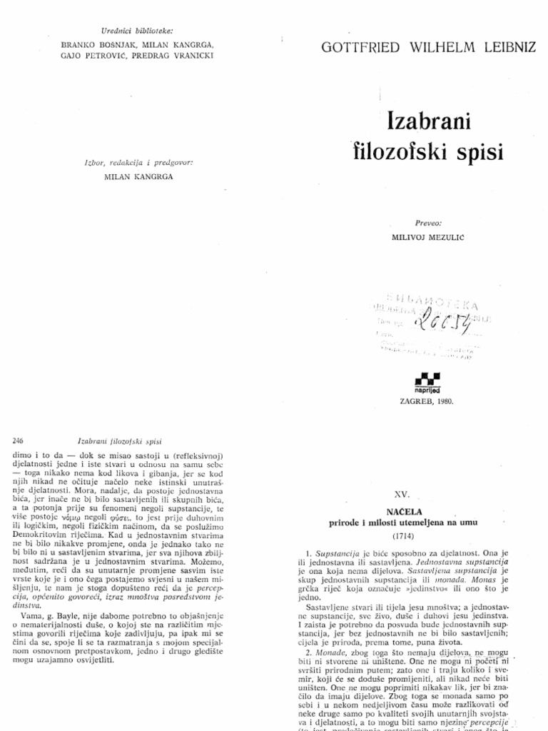 Leibniz - Izabrani Filozofski Spisi PDF | PDF