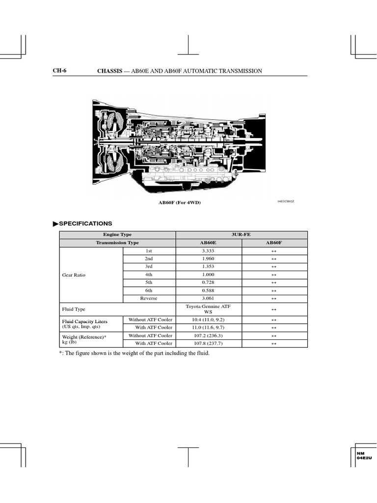 TOYOTA AB60E AND AB60F AUTOMATIC TRANSMISSION | Automatic Transmission | Transmission (Mechanics)