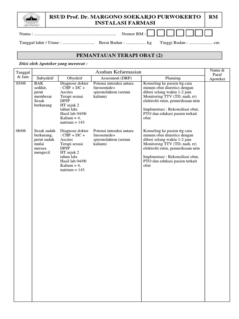SAINAH Pemantauan Terapi Obat-2 (SOAP) | PDF
