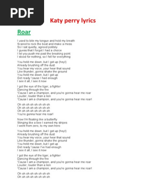 Letras De Roar Katy Perry Roar Partitura Para Piano Fácil En PDF