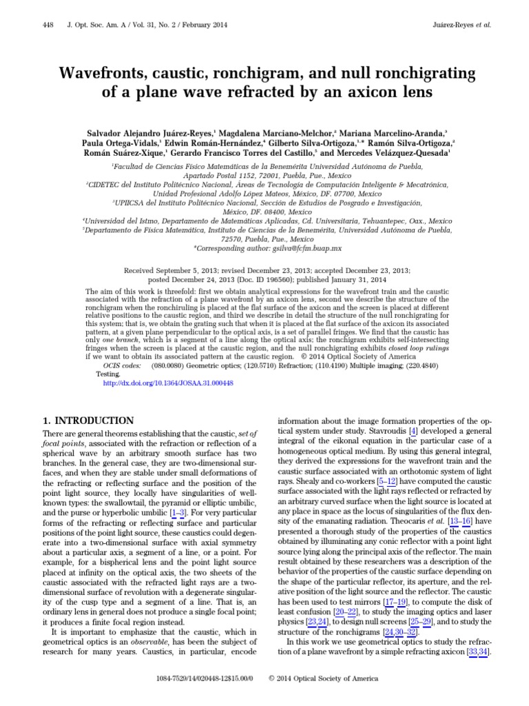 Wavefronts Caustic Ronchigram and Null Ronchigrating of A Plane Wave ...