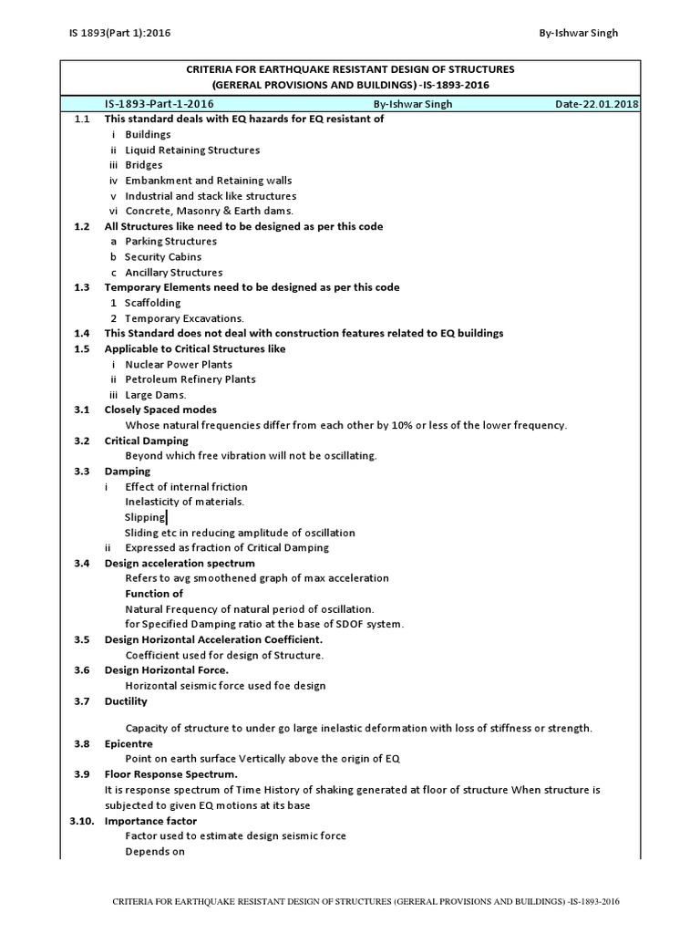 Is-1893-Part-1-2016 - Reviews | PDF | Normal Mode | Earthquakes