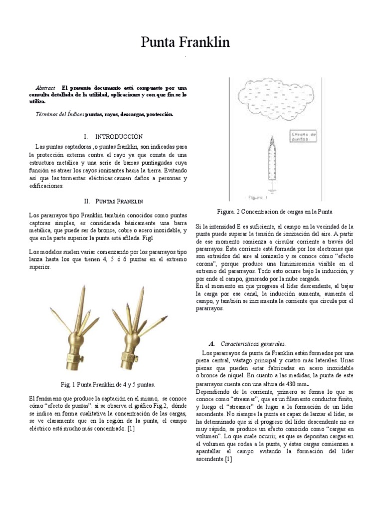 Punta Franklin | PDF | Electricidad | Electromagnetismo