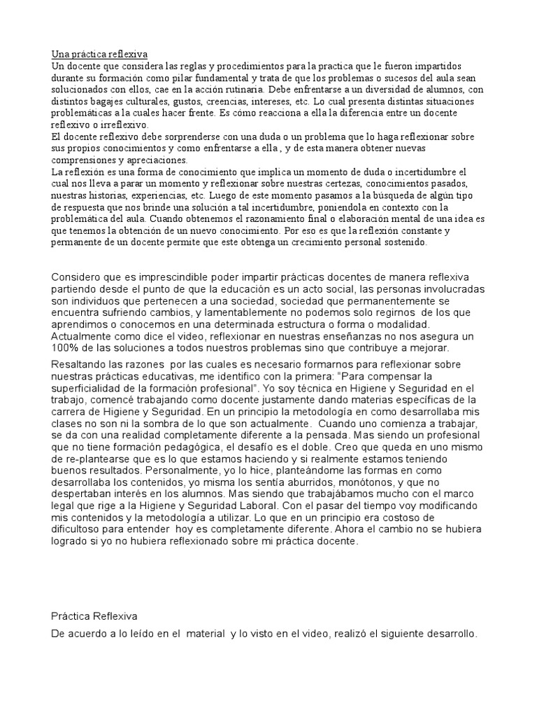 Practica Reflexiva | PDF | Maestros | Toma de decisiones