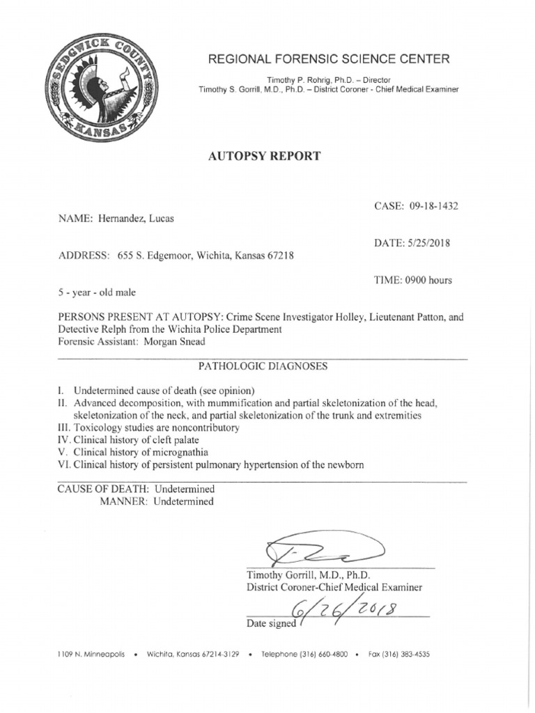 Lucas Hernandez Autopsy Report | PDF