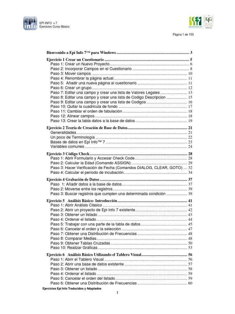 Manual de Epi Info7 Basico PDF | PDF | Point and Click | Tabla (base de datos)