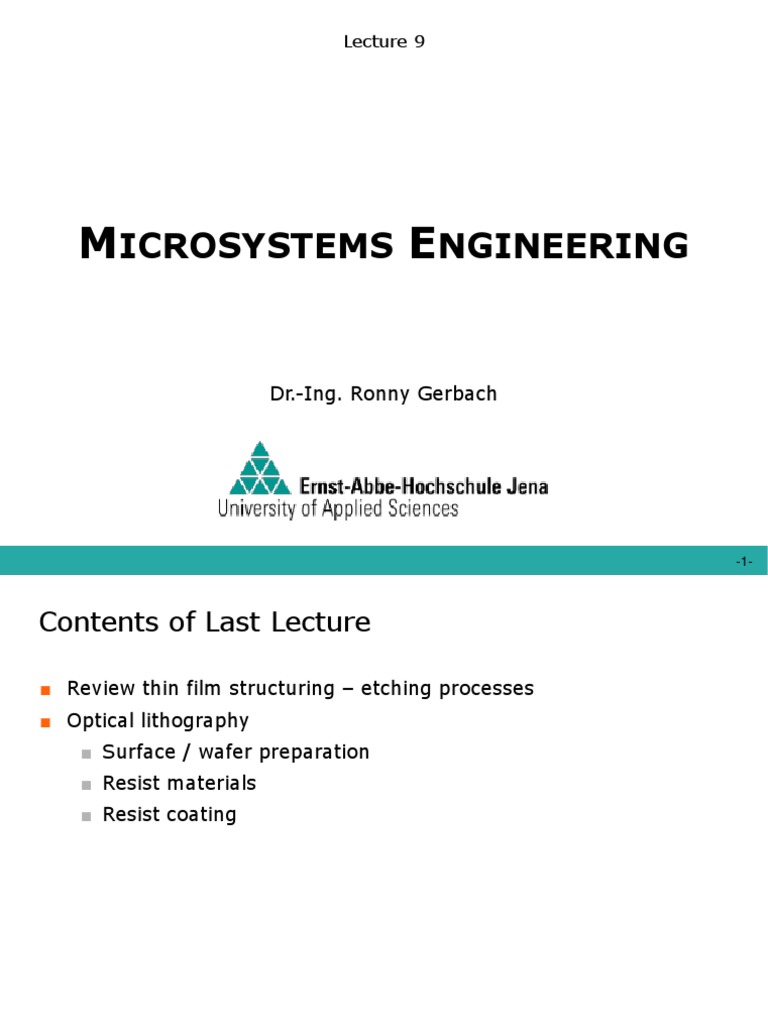 Mse 09 | PDF | Photolithography | Semiconductor Device Fabrication