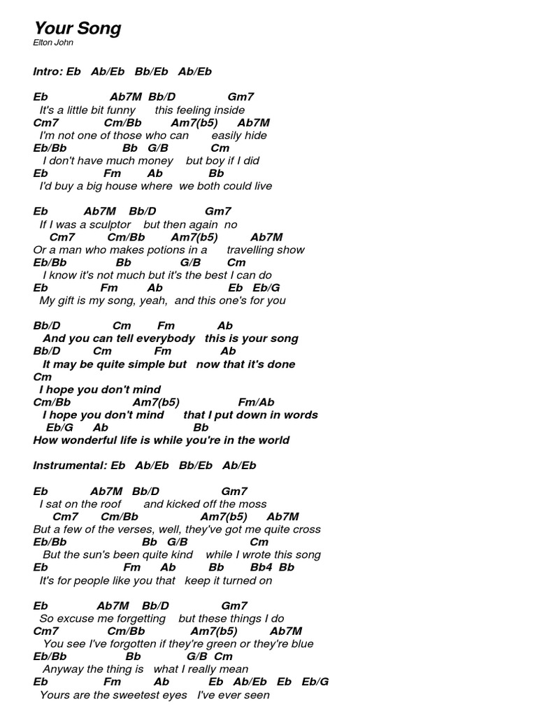 Your Song Chords | PDF | Songs | Leisure
