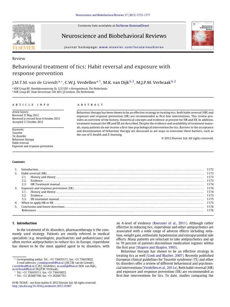 Behavioral Treatment For Tics | PDF | Obsessive–Compulsive Disorder ...