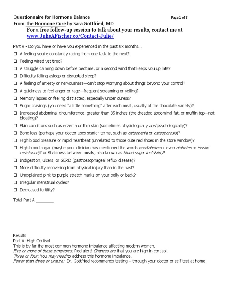 Hormone Questionnaire | PDF | Menstrual Cycle | Thyroid Stimulating Hormone