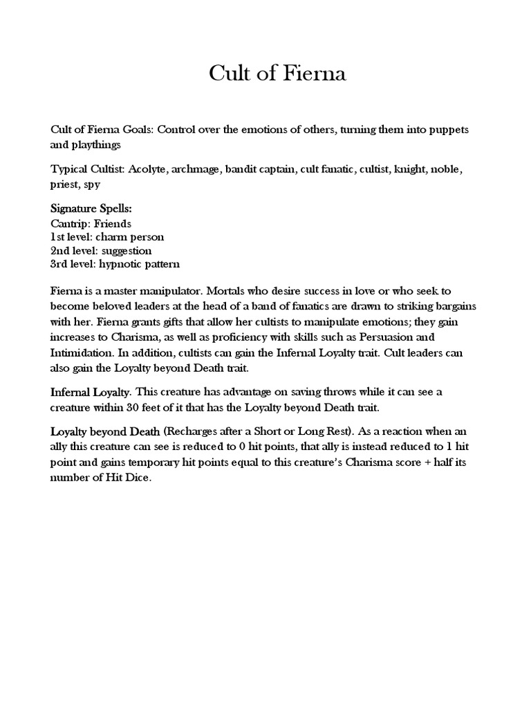 Cult of Fierna | PDF | Philosophy