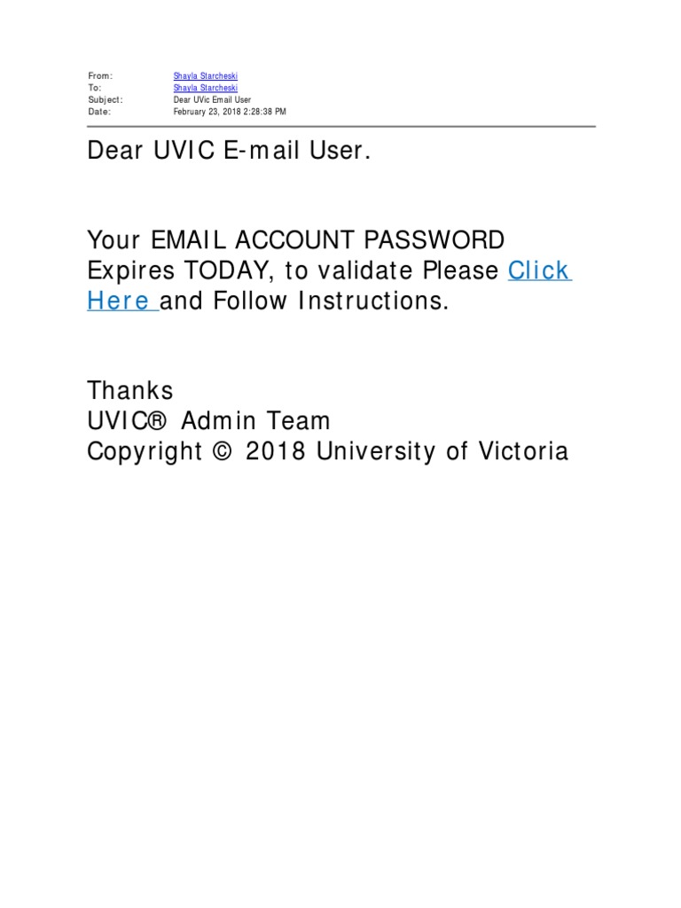 Dear UVic Email User | PDF