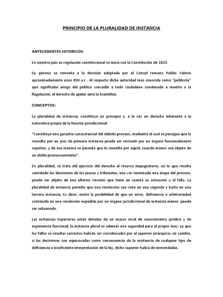 Principio de La Pluralidad de Instancia | PDF | Juez | Jurisdicción