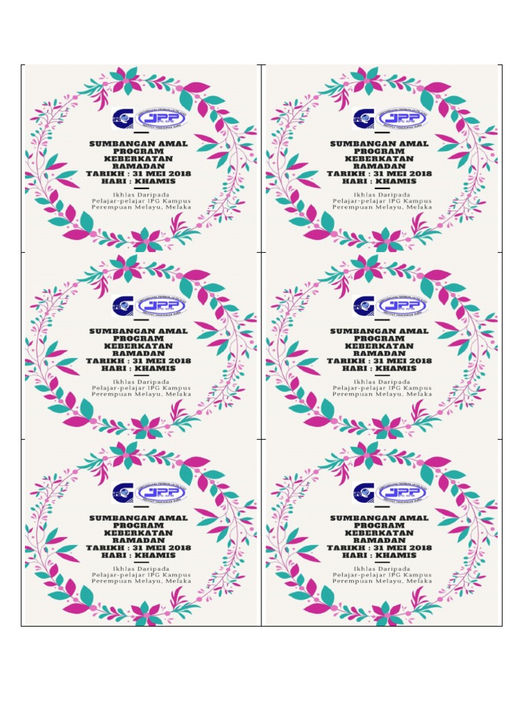 Contoh Sticker Sumbangan Amal | PDF