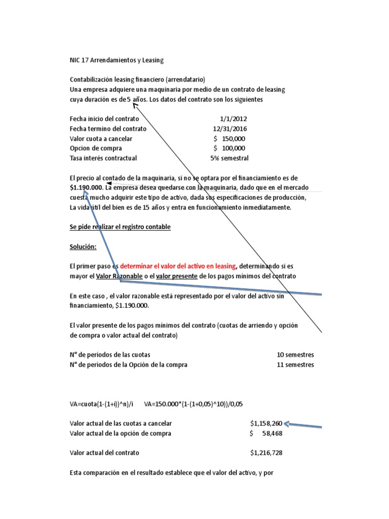 Ejercicio Leasing | PDF | Arrendamiento | Amortización (Negocio)